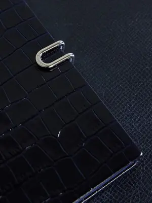 Smythson Soho Croc-effect Leather Notebook