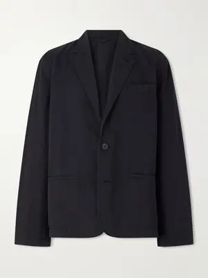 Studio Nicholson Cotton And Linen-blend Twill Blazer - Black