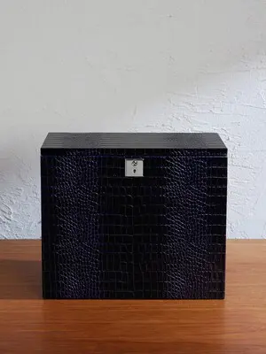 Smythson Silver-plated And Croc-effect Leather Cocktail Set