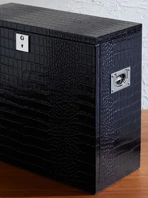 Smythson Silver-plated And Croc-effect Leather Cocktail Set