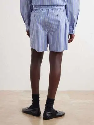 Saint Laurent Straight-leg Striped Cotton-poplin Drawstring Shorts