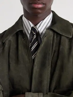 Saint Laurent 7cm Striped Silk-twill Tie - Black