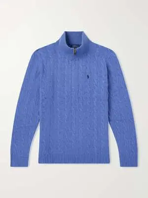 Polo Ralph Lauren Logo-embroidered Wool And Cashmere-blend Half-zip Sweater
