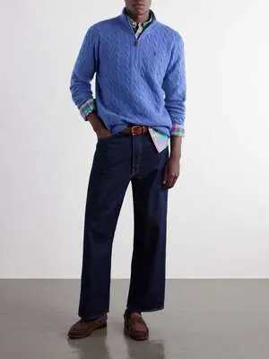 Polo Ralph Lauren Logo-embroidered Wool And Cashmere-blend Half-zip Sweater