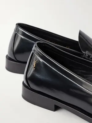 Saint Laurent Theobald Cassandre-embellished Leather Loafers
