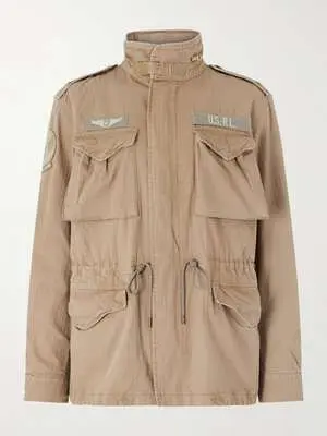 Polo Ralph Lauren Embroidered Cotton-herringbone Field Jacket - Beige