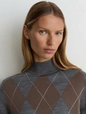 REISS Argyle Funnel-neck Wool Jumper
