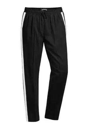 CONQUISTA Track-style Trousers With Side Stripe Contemporary Smart Casual Fit - Black