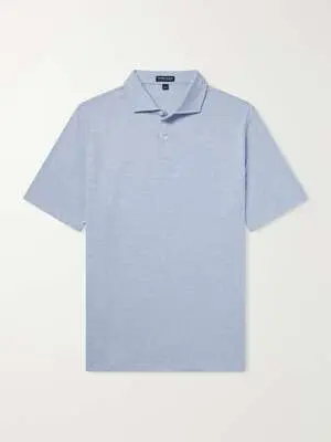 Peter Millar Cotton-blend Herringbone Polo Shirt - Blue
