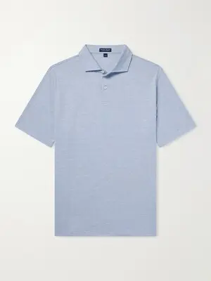Peter Millar Cotton-blend Herringbone Polo Shirt - Blue