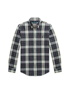 Polo Ralph Lauren Custom Fit Plaid Brushed Oxford Shirt - Blue