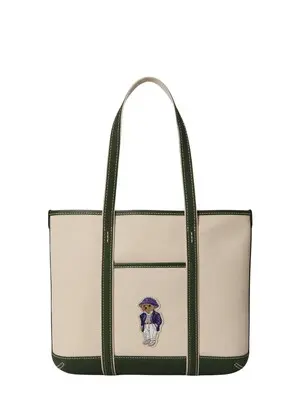 Polo Ralph Lauren Small Canvas Polo Bear Shopper Tote Beige