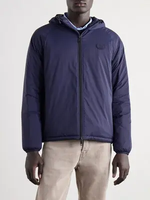 Burberry Logo-appliquéd Hooded Shell Jacket - Blue
