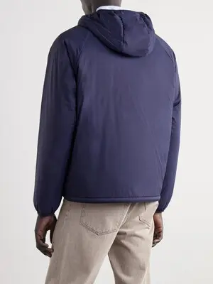 Burberry Logo-appliquéd Hooded Shell Jacket - Blue