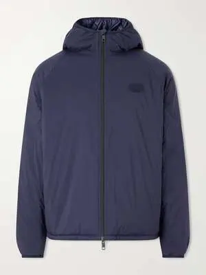 Burberry Logo-appliquéd Shell Hooded Jacket - Navy