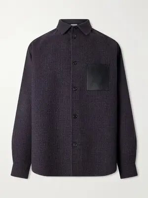 Loewe LOEWE - Leather-Patched Wool And Silk-Blend Overshirt - Men - Blue  Blue