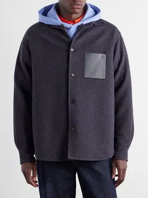 Loewe Leather-patched Wool And Silk-blend Overshirt