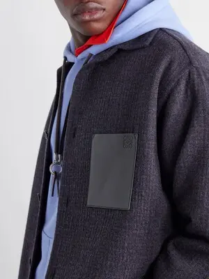 Loewe Leather-patched Wool And Silk-blend Overshirt