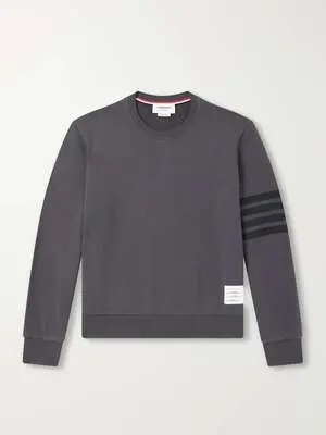 Thom Browne 4-bar Stripe Cotton-jersey Sweatshirt - Charcoal