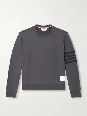 Thom Browne 4-bar Stripe Cotton-jersey Sweatshirt - Gray