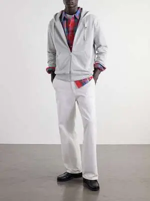 AMI Paris Logo-embroidered Cotton-jersey Zip-up Hoodie