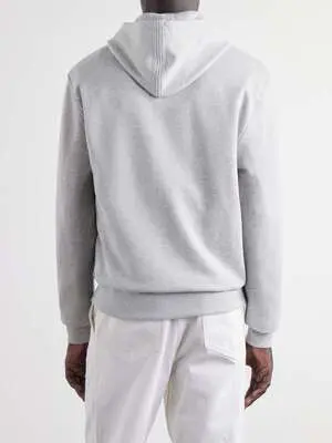 AMI Paris Logo-embroidered Cotton-jersey Zip-up Hoodie