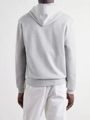 AMI Paris Logo-embroidered Cotton-jersey Zip-up Hoodie - Gray