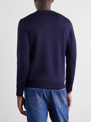 Canali Wool Crew Neck Sweater - Blue