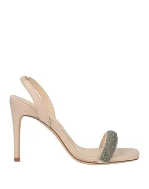 Eleventy Leather Slingback Sandals With Crystals