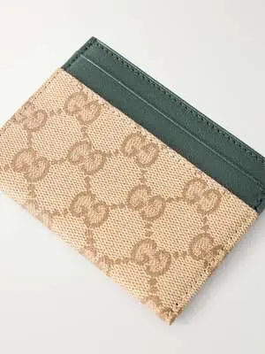 Gucci Essence Classic Leather-trimmed Coated-canvas Cardholder