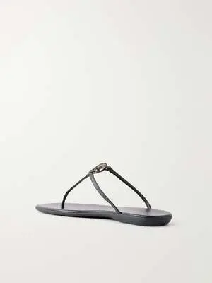 Gucci Gg-embellished Leather Flip Flops