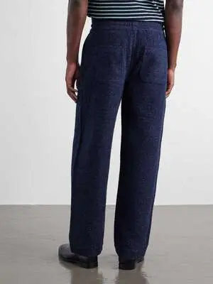 Loewe Wide-leg Cotton-blend Terry Drawstring Trousers - Navy