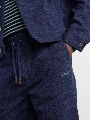Loewe Wide-leg Cotton-blend Terry Drawstring Trousers - Navy