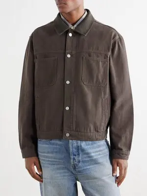 FRAME Cotton-canvas Jacket With Suede Collar