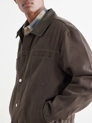 FRAME Cotton-canvas Jacket With Suede Collar