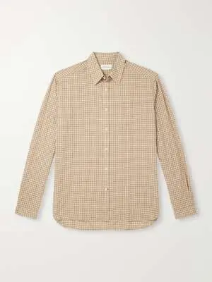Oliver Peoples Checked Cotton-blend Seersucker Shirt - Beige