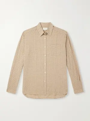 Oliver Peoples Checked Cotton-blend Seersucker Shirt