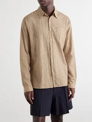 Oliver Peoples Checked Cotton-blend Seersucker Shirt
