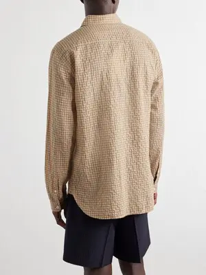 Oliver Peoples Checked Cotton-blend Seersucker Shirt