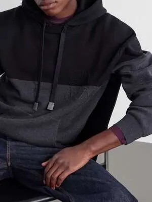 Loewe Anagram-embossed Leather-trimmed Cotton-jersey Hoodie