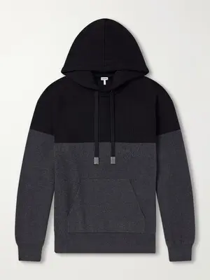 Loewe Anagram-embossed Leather-trimmed Cotton-jersey Hoodie