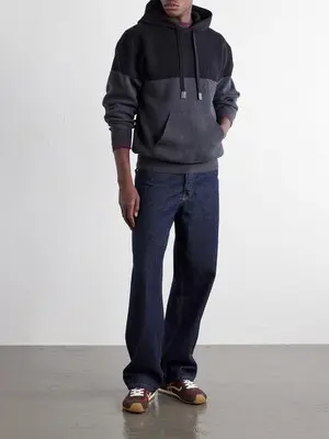 Loewe Anagram-embossed Leather-trimmed Cotton-jersey Hoodie