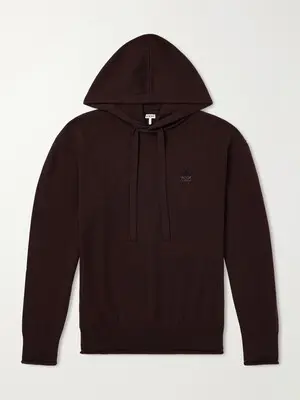 Loewe Anagram-embroidered Cotton-blend Hoodie - Brown