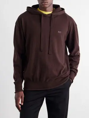 Loewe Anagram-embroidered Cotton-blend Hoodie - Brown