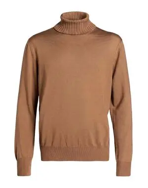 GRAN SASSO Light Brown Virgin Wool Turtleneck Sweater