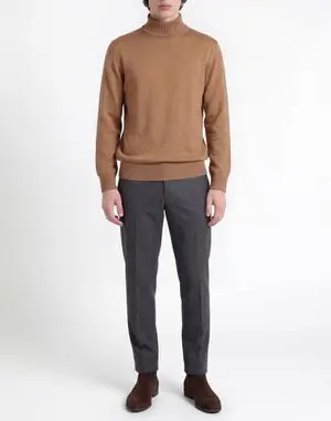 GRAN SASSO Light Brown Virgin Wool Turtleneck Sweater