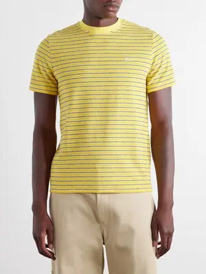 Loewe Logo-embroidered Striped Cotton-blend Terry T-shirt