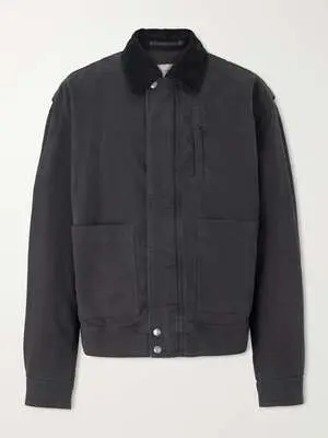 Dries Van Noten Corduroy-trimmed Cotton-canvas Jacket - Gray