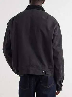 Dries Van Noten Corduroy-trimmed Cotton-canvas Jacket