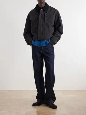 Dries Van Noten Corduroy-trimmed Cotton-canvas Jacket - Gray